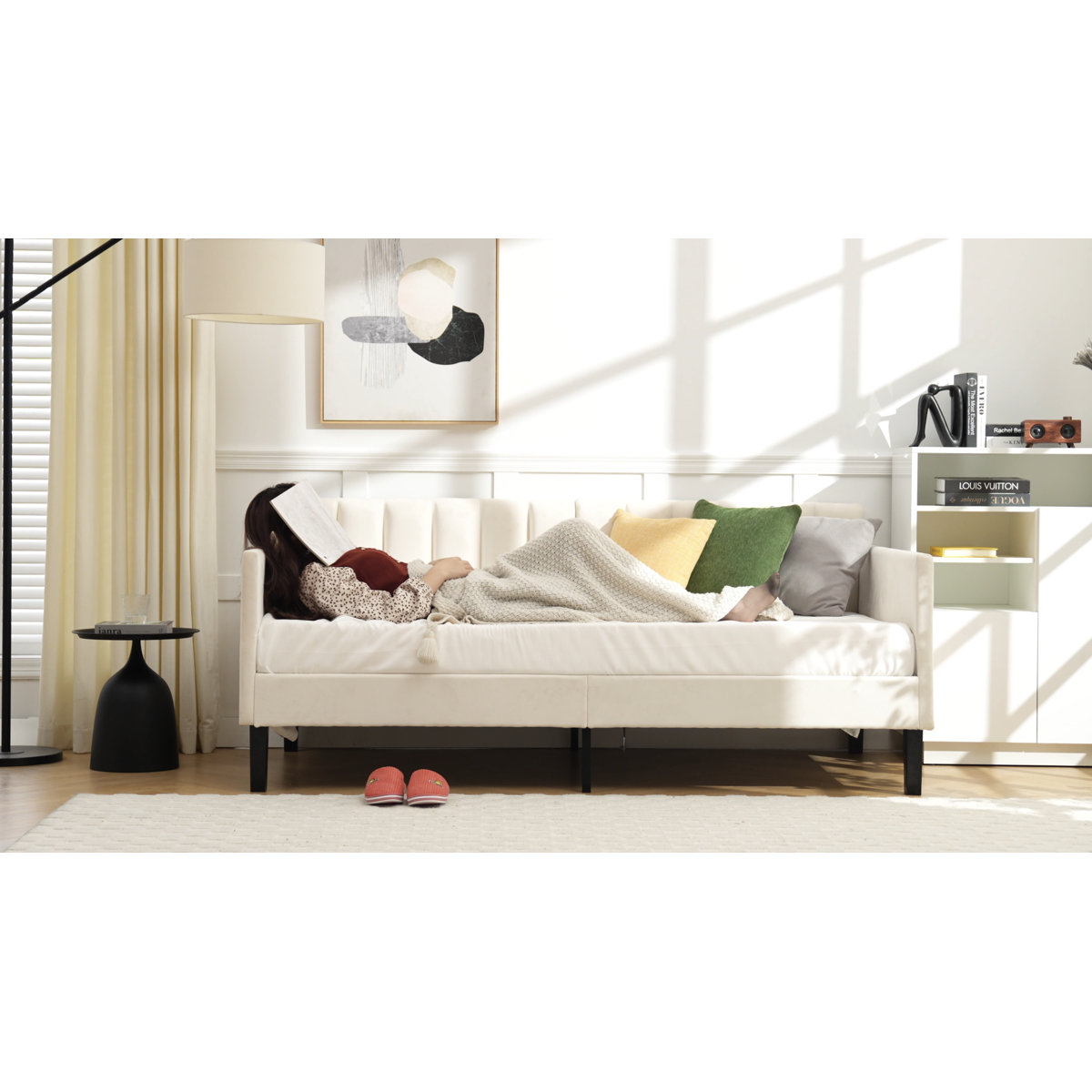 LIFE SKY Lifesky Daybed Twin Size Upholstered - Velvet Tufted Day Bed Frame For Living Room ...